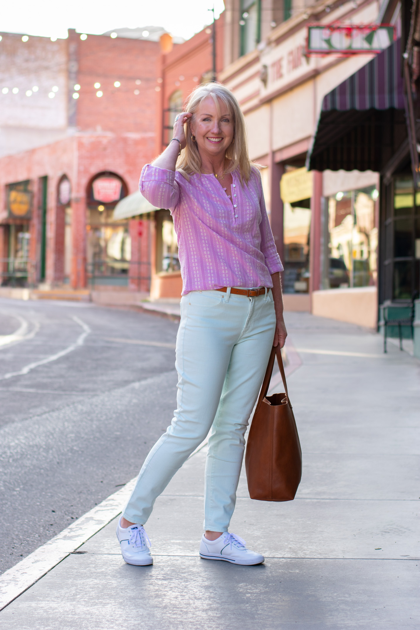 Casual Outfit in Cool Spring Colors - Dressed for My Day