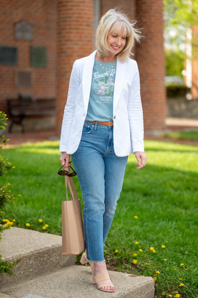 How to Style a White Linen Blazer - Dressed for My Day