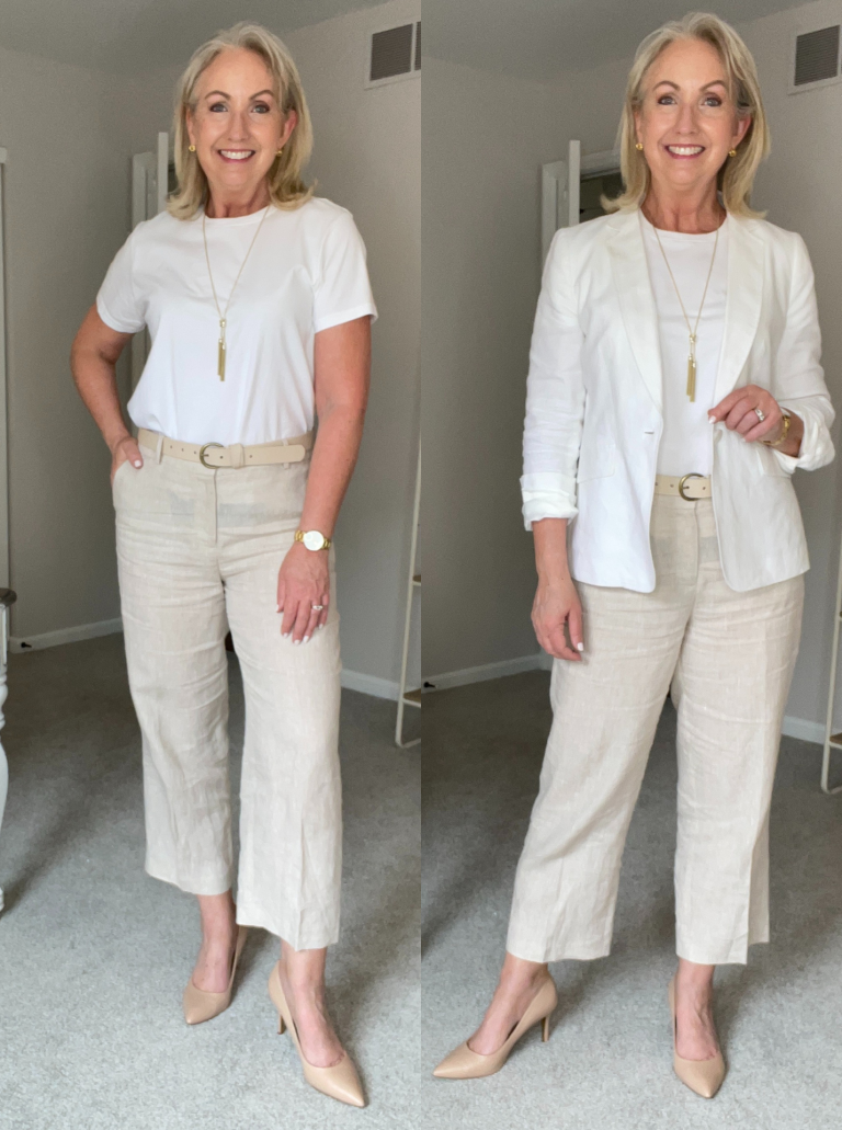 How to Style a White Linen Blazer - Dressed for My Day